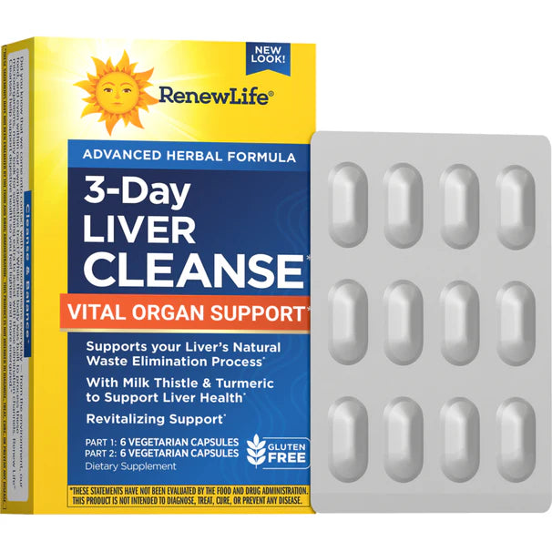 Renew Life 3-Day Liver Cleanse (6 Vegetarian Capsules + 6 Vegetarian C – New Green Nutrition