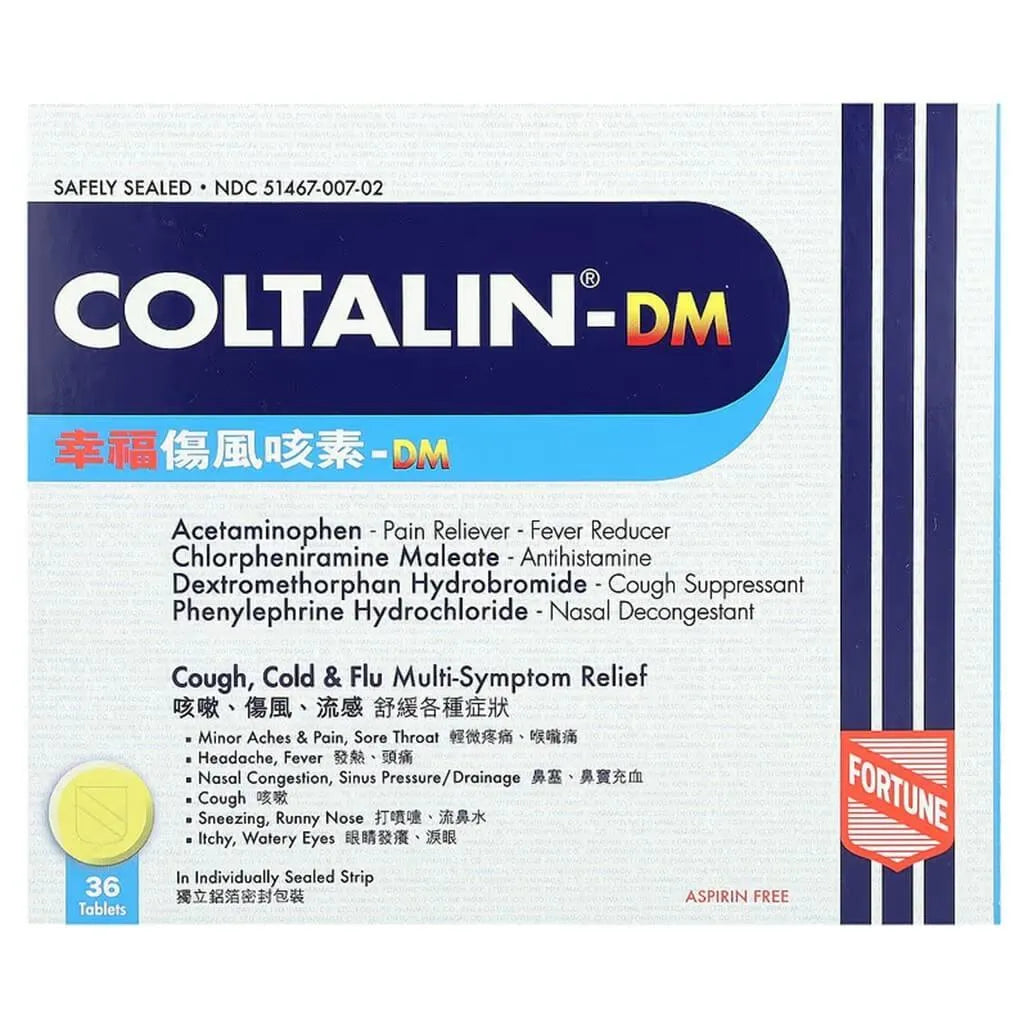 Coltalin-DM Cold Tablets, Cold & Cough Formula (36 Tablets) – New Green ...