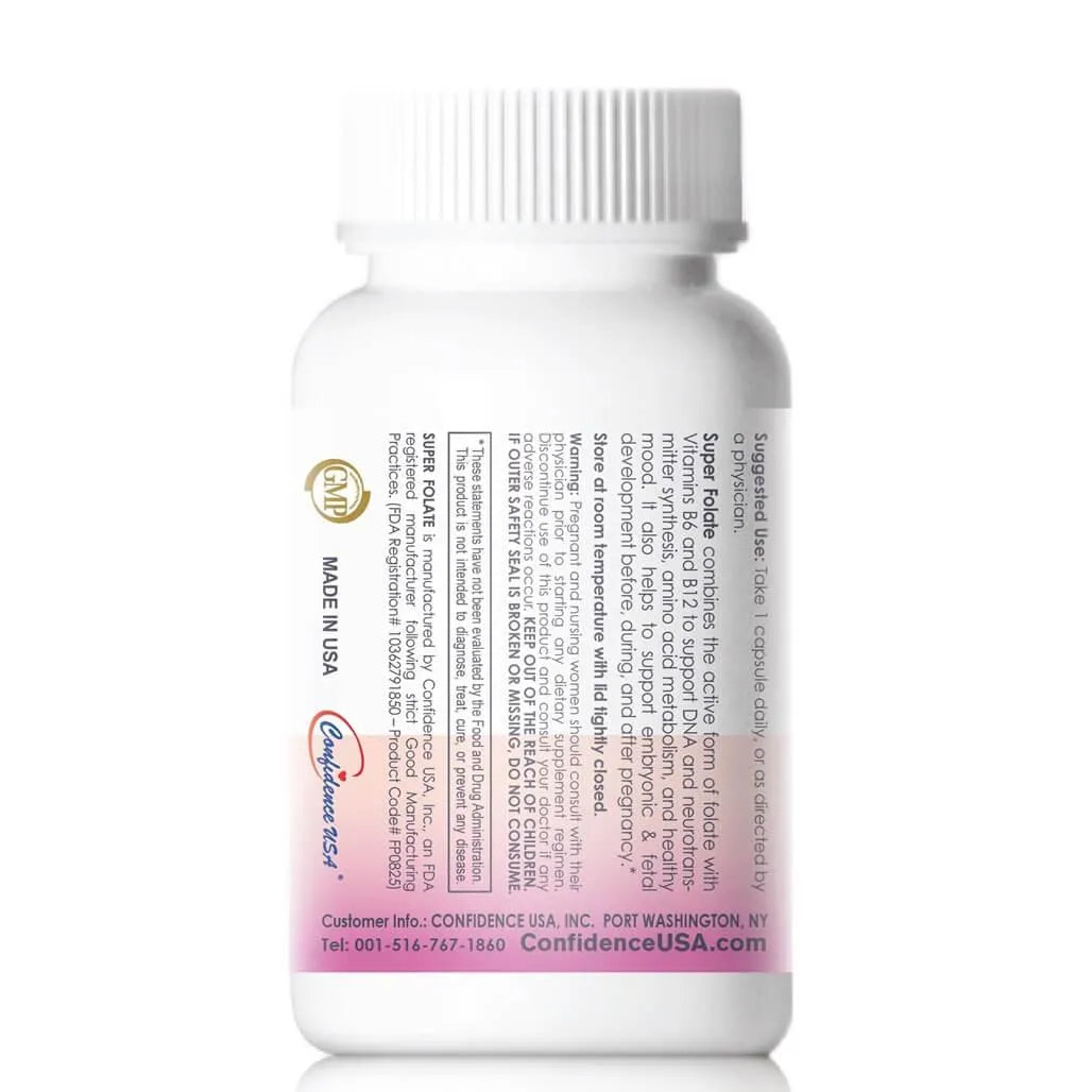 Super Folate 400mcg With Quatrefolic Plus Vitamin B6 & B12 (30 Capsule ...