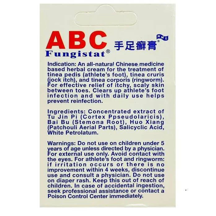 ABC Fungistat, All Natural Herbal Cream for Itchy Skin (1 oz.) – New ...