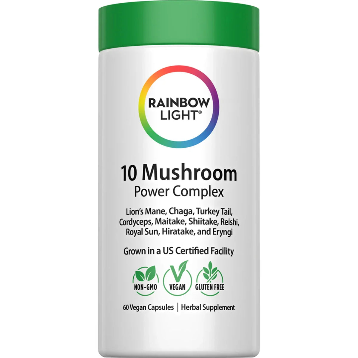 Rainbow Light 10 Mushroom Power Complex (60 Vegan Capsules) – New Green ...