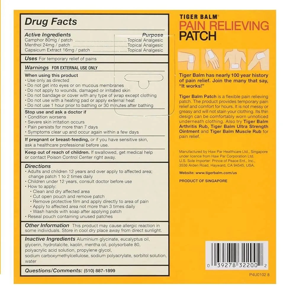 Tiger Balm Pain Relieving Patch (5 Patches) – New Green Nutrition